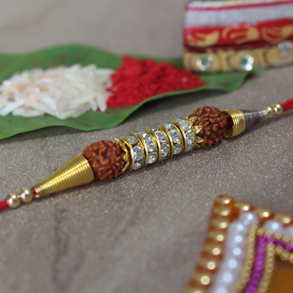 Sparkling Rudraksha Rakhi - RK18006RKH18